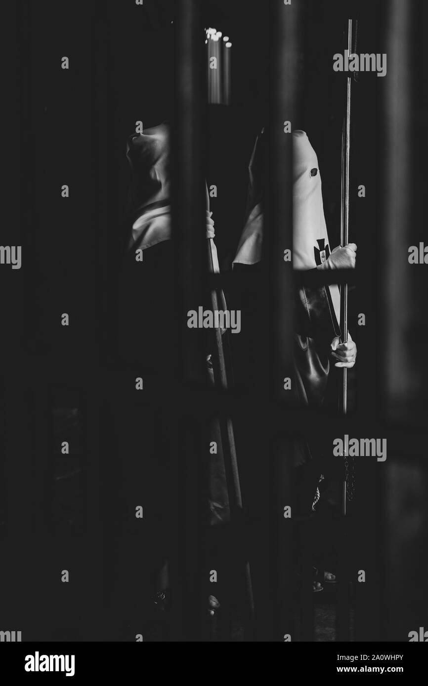 Hooded people. Procession. Holy Week Stock Photo - Alamy