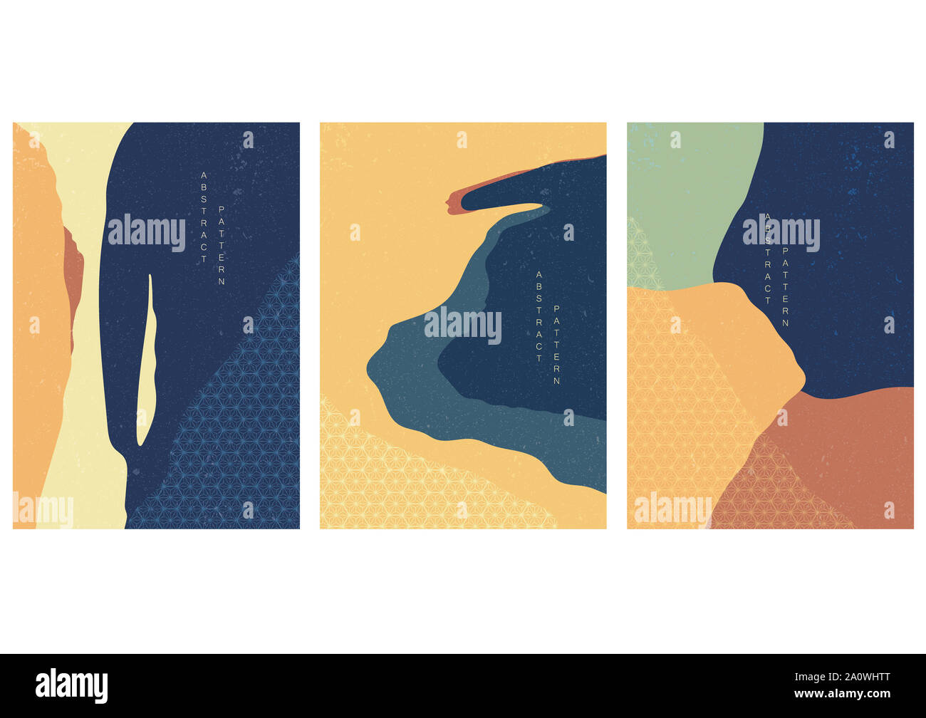 Abstract background with Japanese pattern vector. River landscape ...