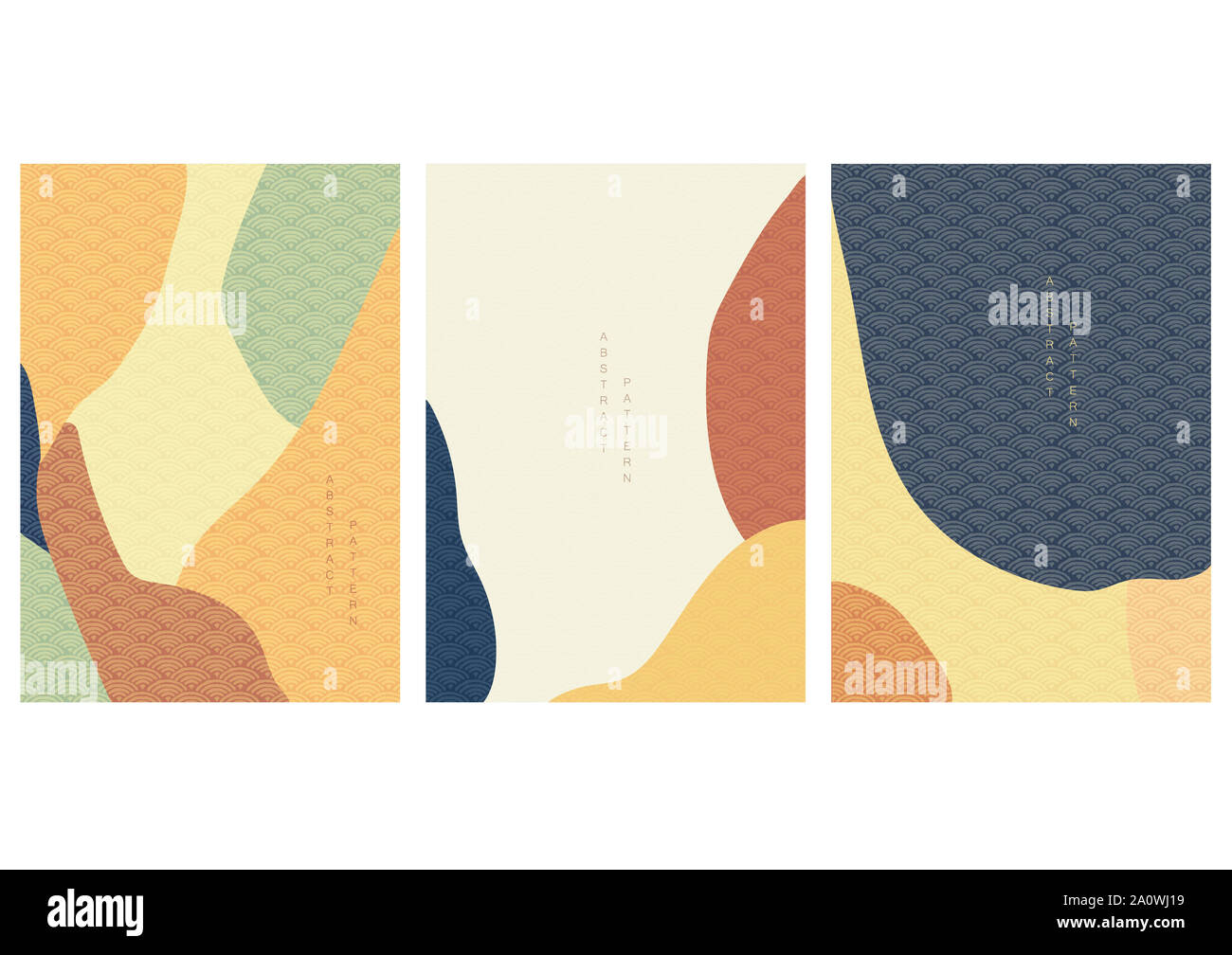 Abstract background with Japanese wave pattern vector. Curve ...