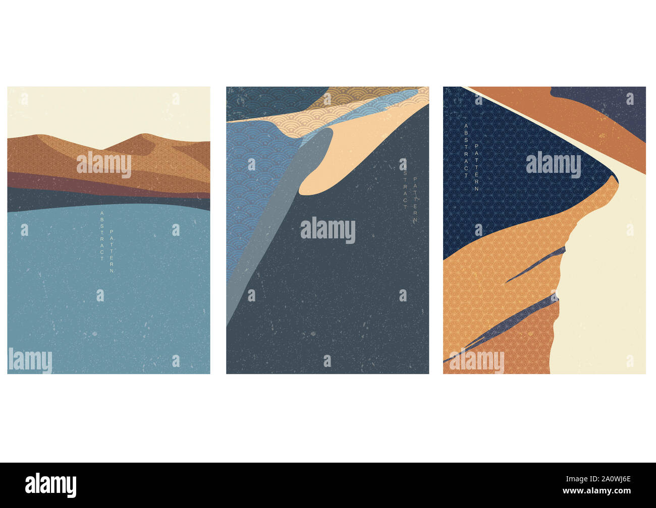 Mountain background with Japanese pattern vector. Landscape and ...