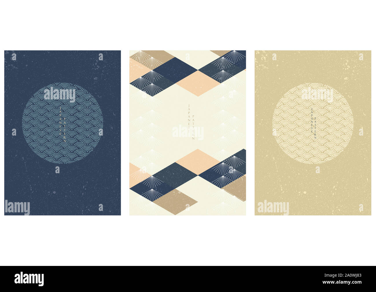 Japanese template with geometric elements vector. Japanese wave pattern ...