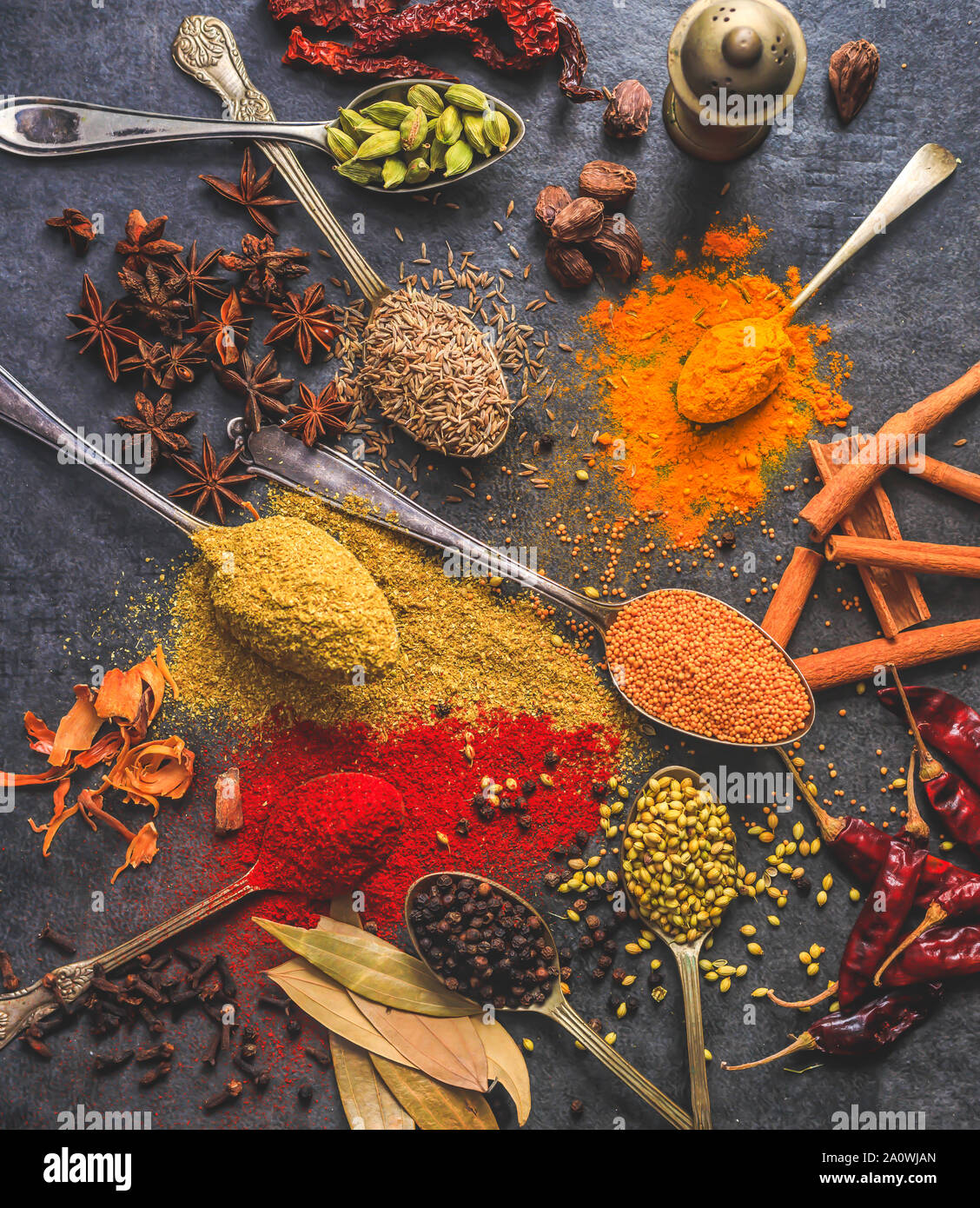 Herbs spices stone table background hi-res stock photography and images ...