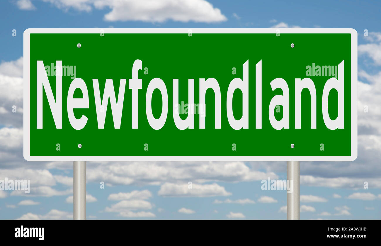 Rendering of a green road sign for Newfoundland Stock Photo - Alamy