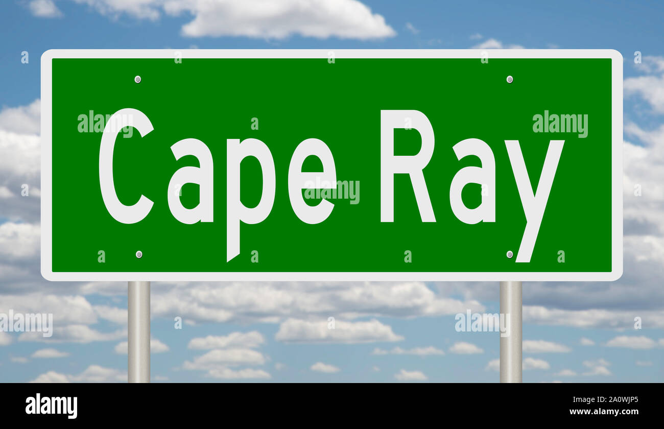 Rendering of a green road sign for Cape Ray Newfoundland Stock Photo ...