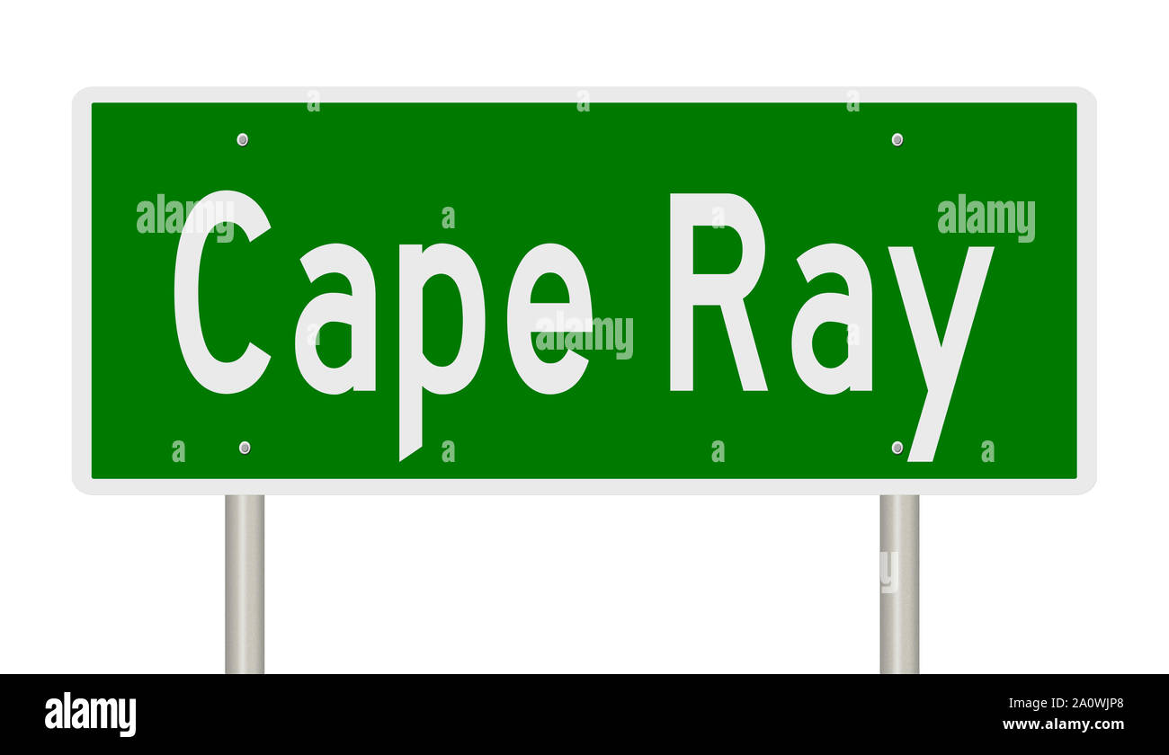 Rendering of a green road sign for Cape Ray Newfoundland Stock Photo ...