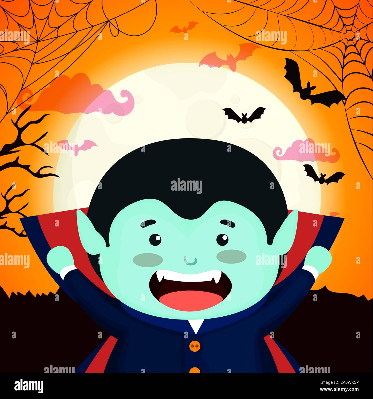 boy disguised of dracula in scene halloween Stock Vector Image & Art ...