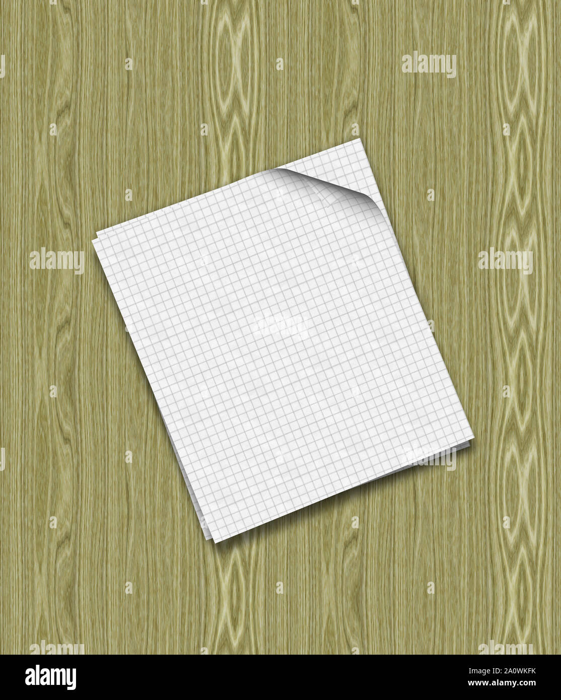 Illustration of two sheets of paper on wood table background Stock ...
