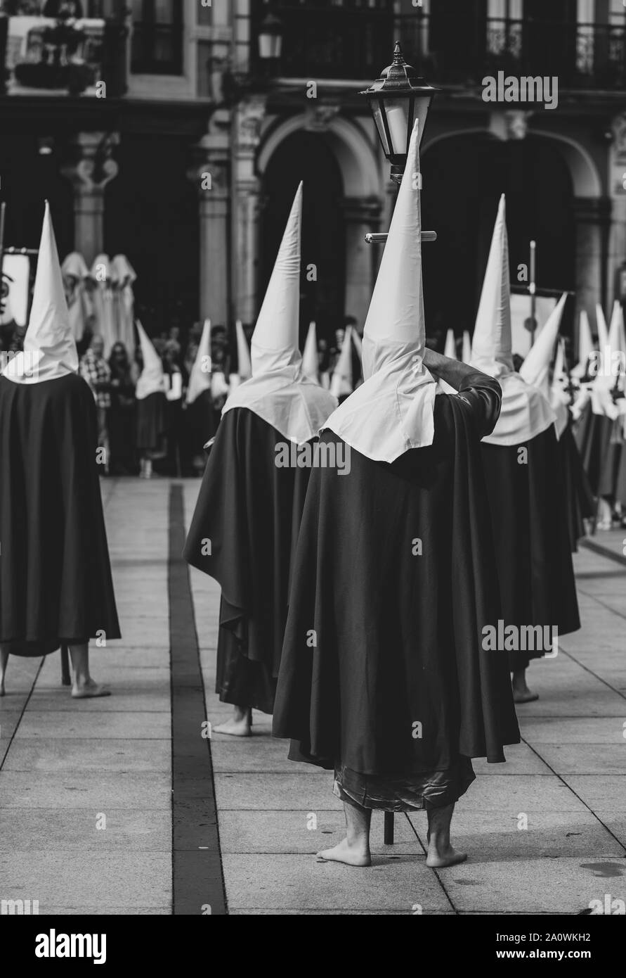 Hooded people. Procession. Holy week Stock Photo - Alamy