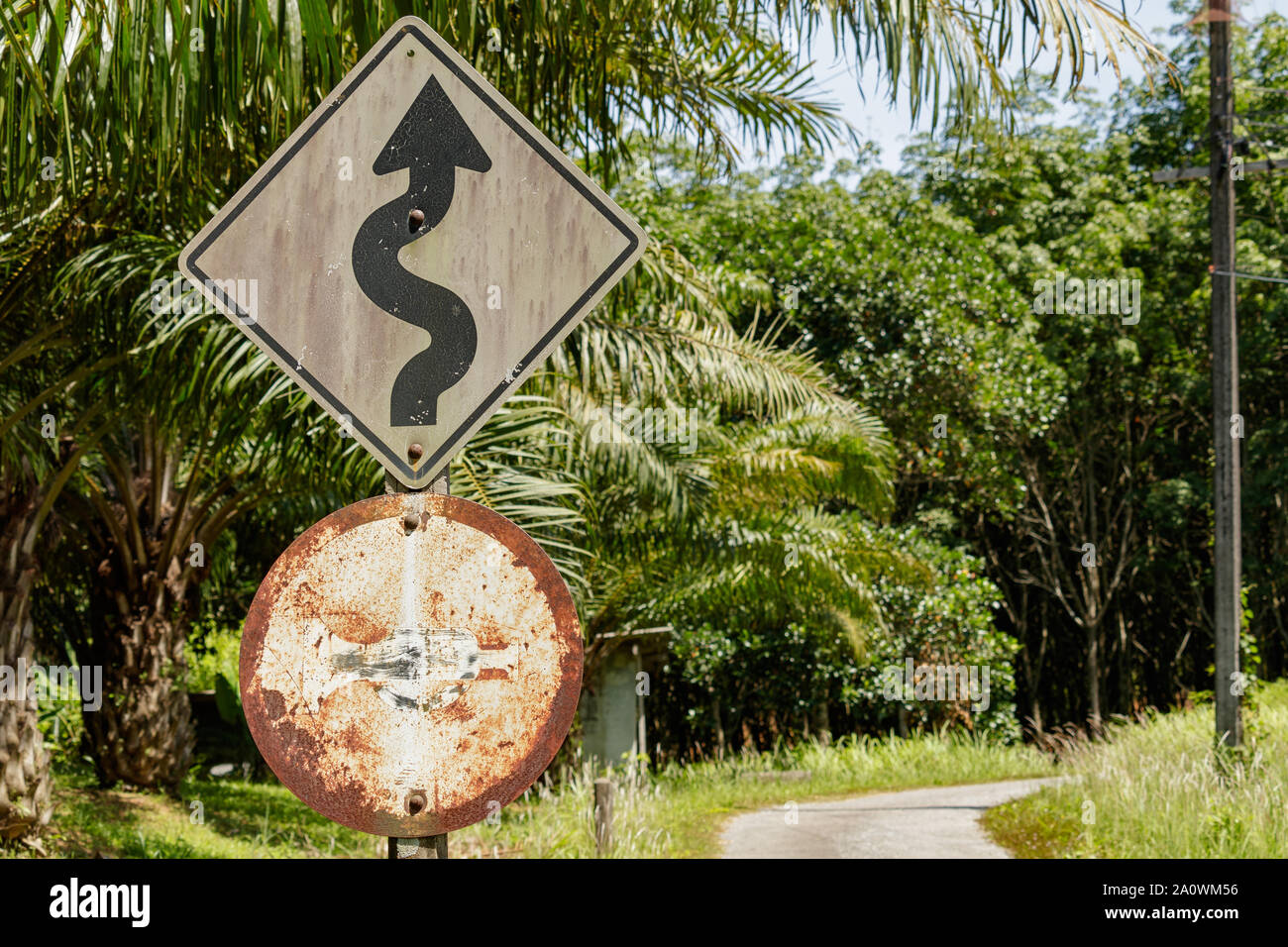 Phang Nga / Thailand - May 30 2018: Rusty road signs in Phang Nga ...