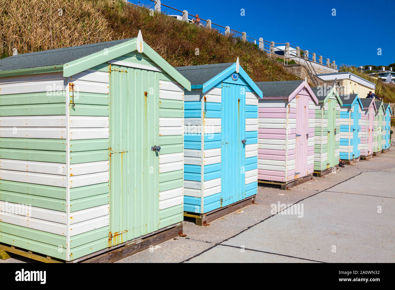 Beach huts at Castle Beach Falmouth Cornwall England UK Europe Stock ...