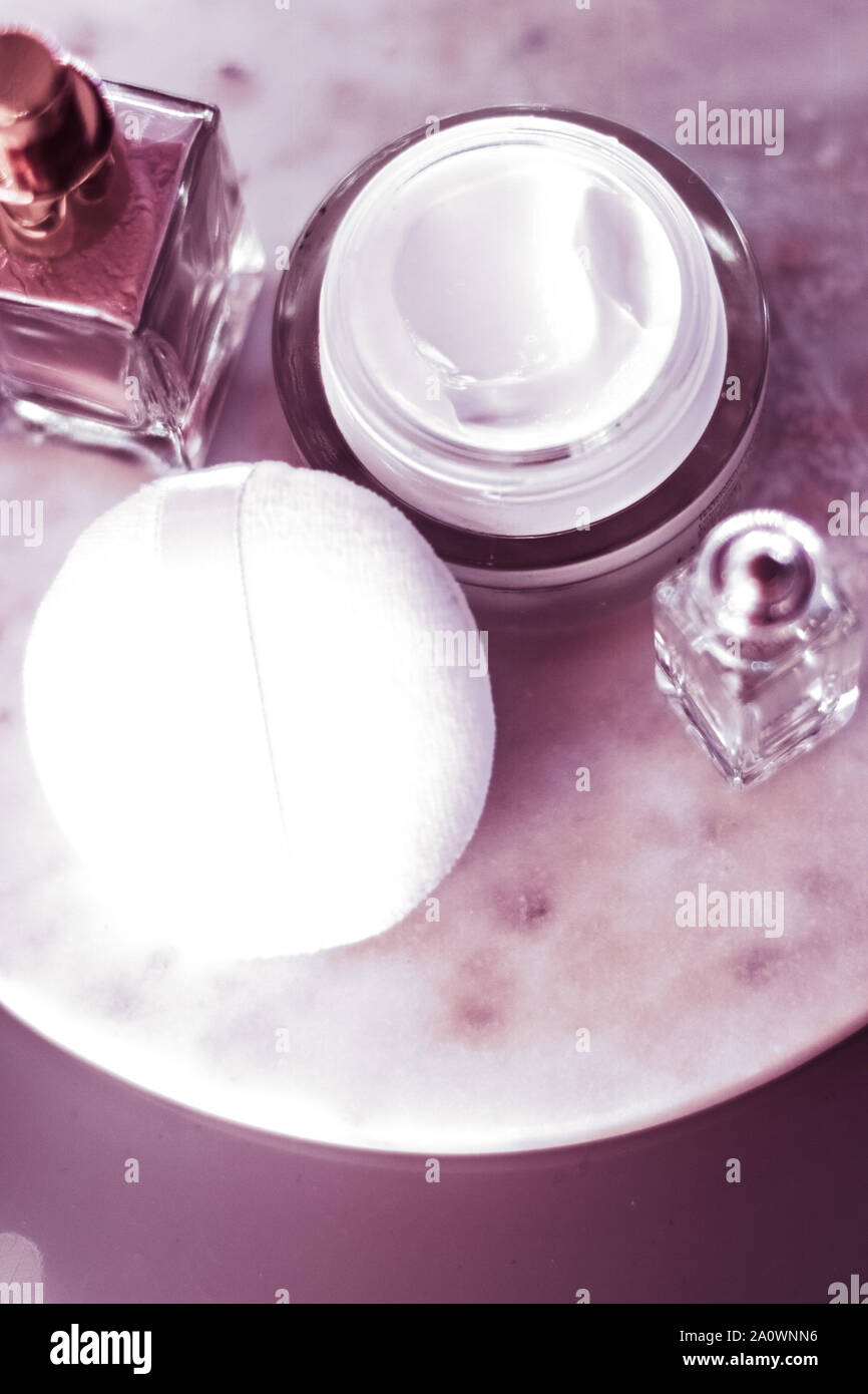 Natural cosmetics, luxe branding and vintage set concept - Anti-age ...