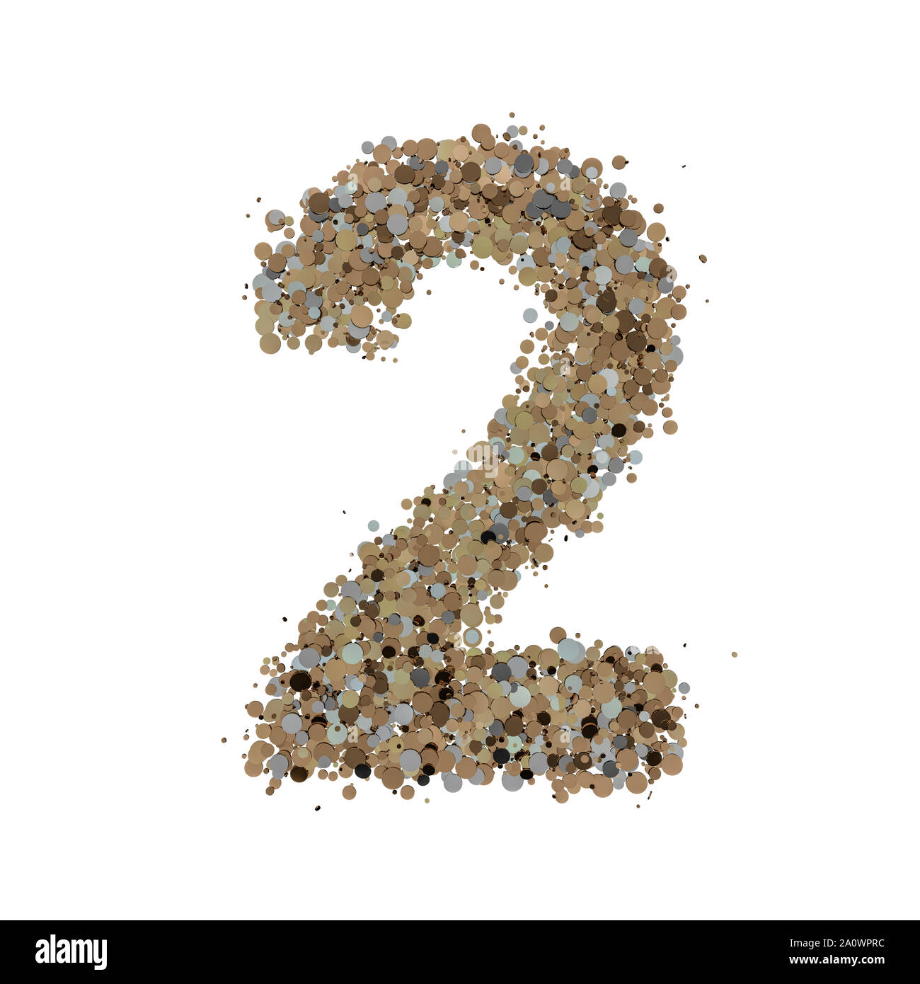 Light gold digit two on the background. 3D rendering Stock Photo - Alamy