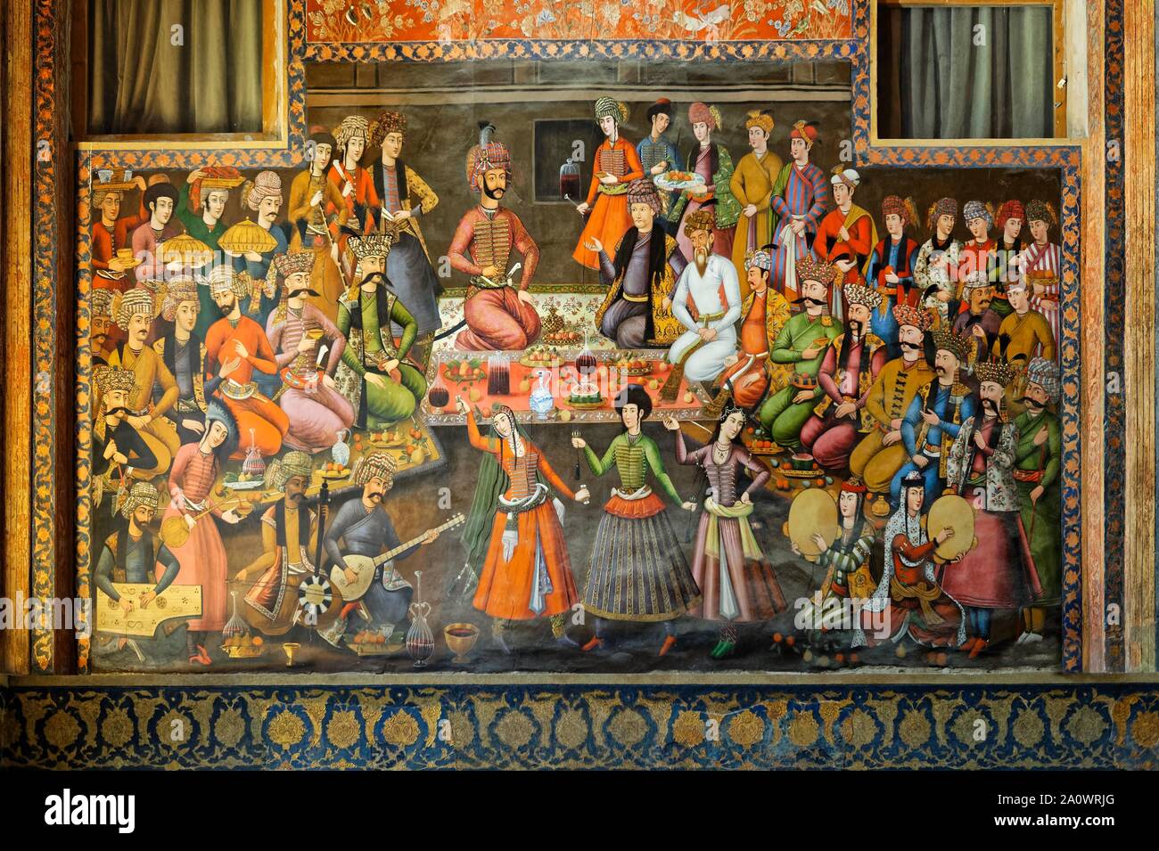 Fresco, Shah Abbas II receiving Nadr Mohammad Khan ruler of Turkestan ...