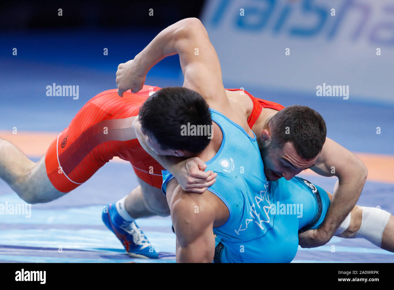 Nursultan, Kazakhstan. 21st Sep, 2019. (Top-Bottom) David Baev (RUS), Nurkozha Kaipanov (KAZ ...