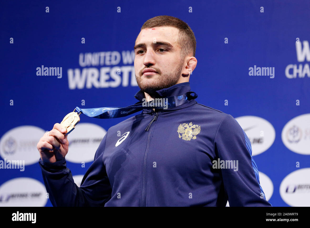 Nursultan, Kazakhstan. 21st Sep, 2019. David Baev (RUS) Wrestling : 2019 Senior Wrestling World ...