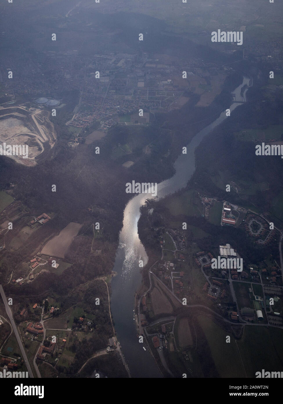 Landscape of a river from a plane Stock Photo - Alamy