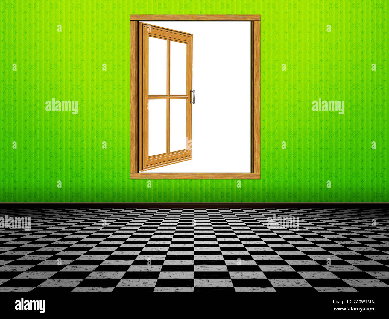 Grunge room interior and wooden window illustration Stock Photo - Alamy