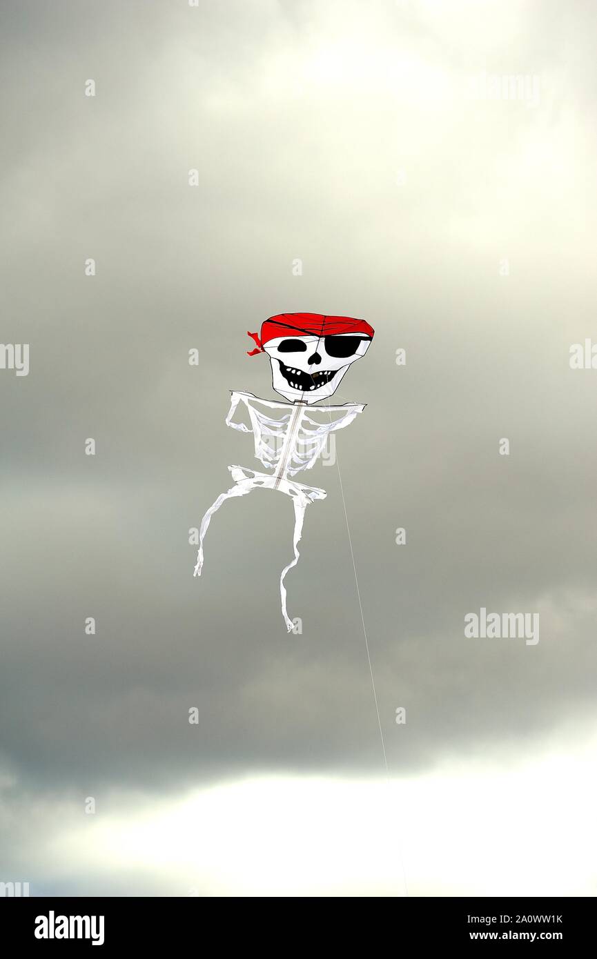 St Anne's, England - 7th September 2019:skeleton kite in the dark ...