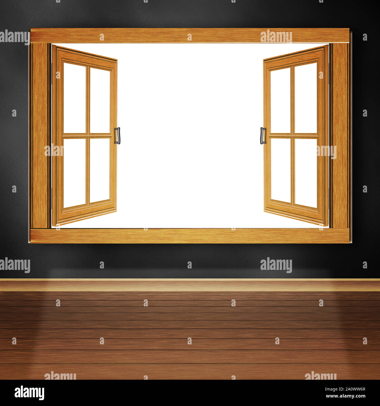 Grunge room interior and wooden window illustration Stock Photo - Alamy