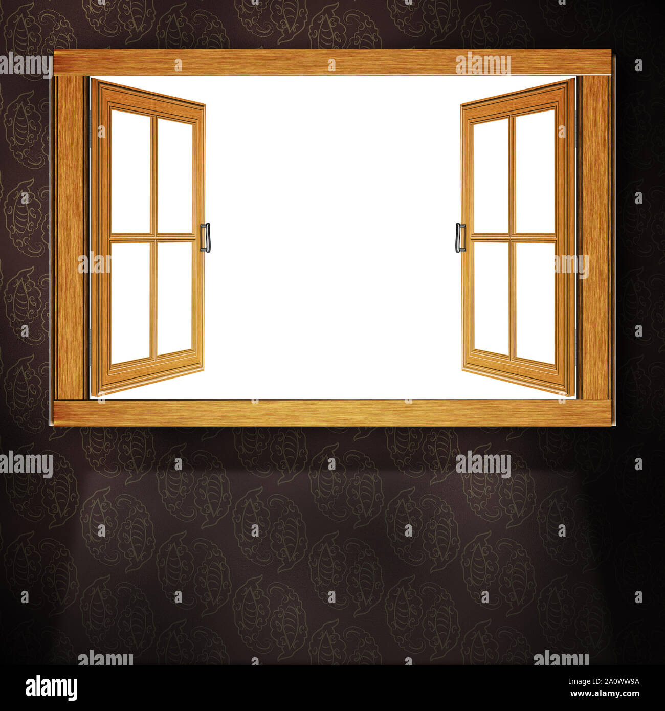 Grunge room interior and wooden window illustration Stock Photo - Alamy
