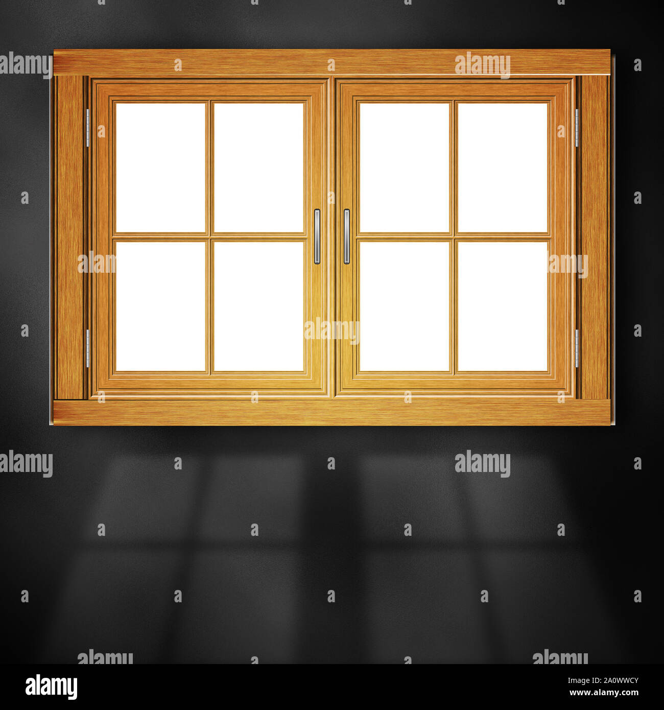 Grunge room interior and wooden window illustration Stock Photo - Alamy