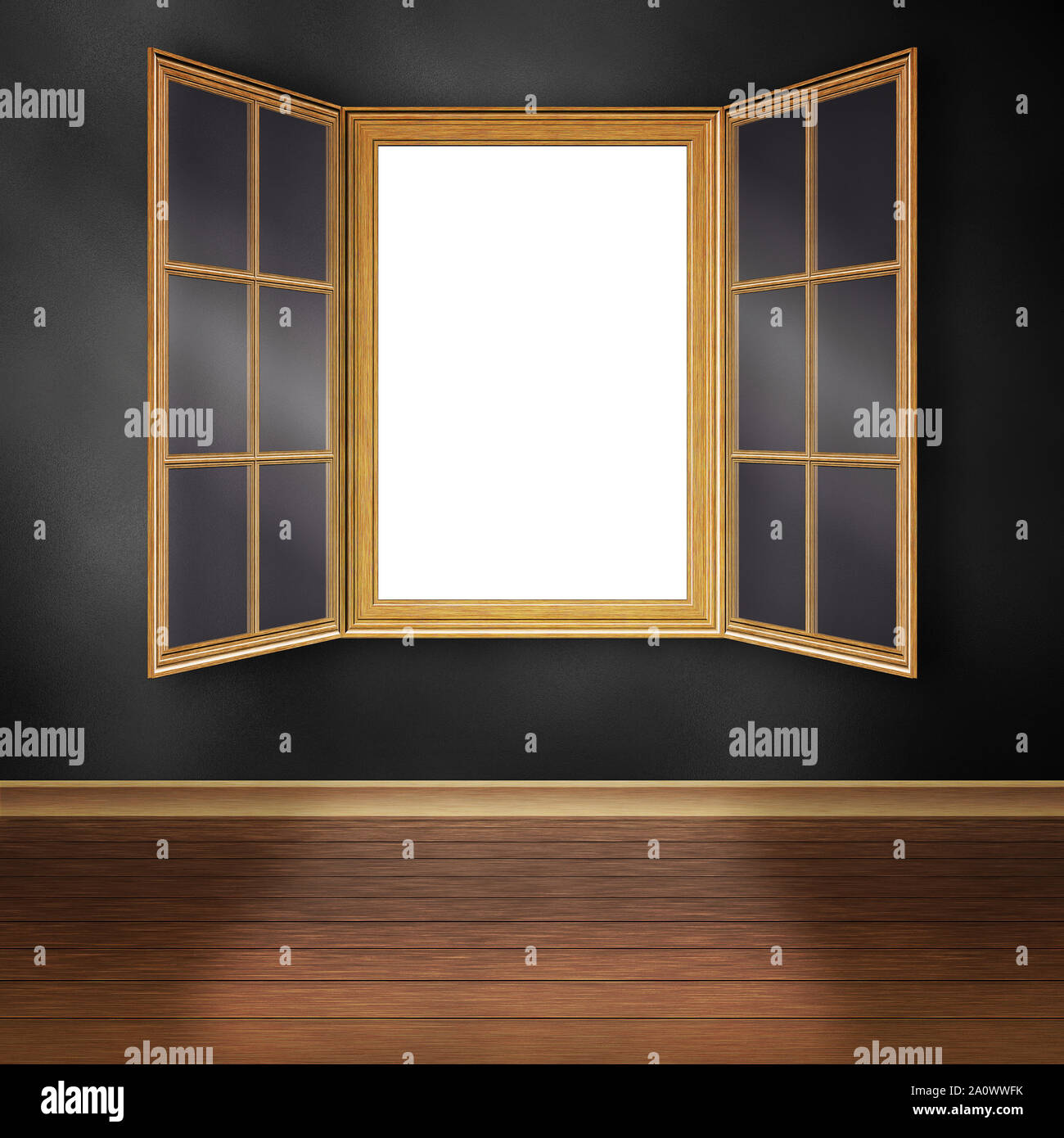 Grunge room interior and wooden window illustration Stock Photo - Alamy