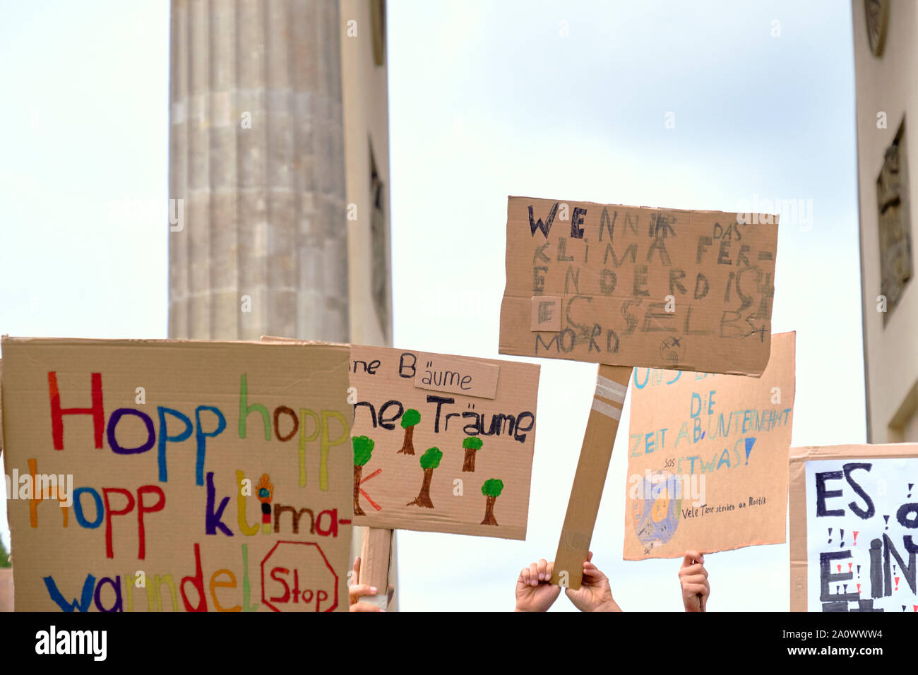 Global climate strike in Berlin, Germany, protesters with placards on a ...