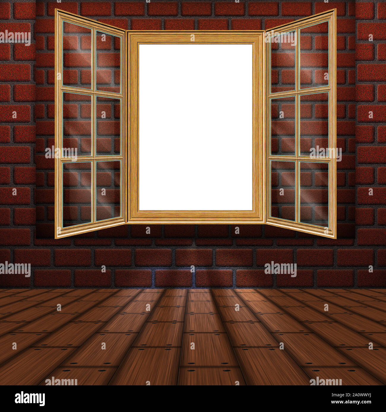 Grunge room interior and wooden window illustration Stock Photo - Alamy