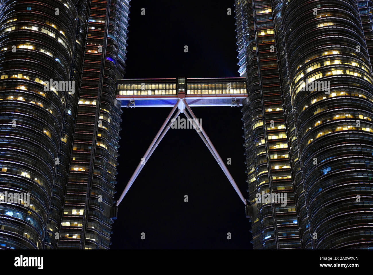 Kuala Lumpur, Malaysia, 08.14.2019: Double decker skybridge between the ...