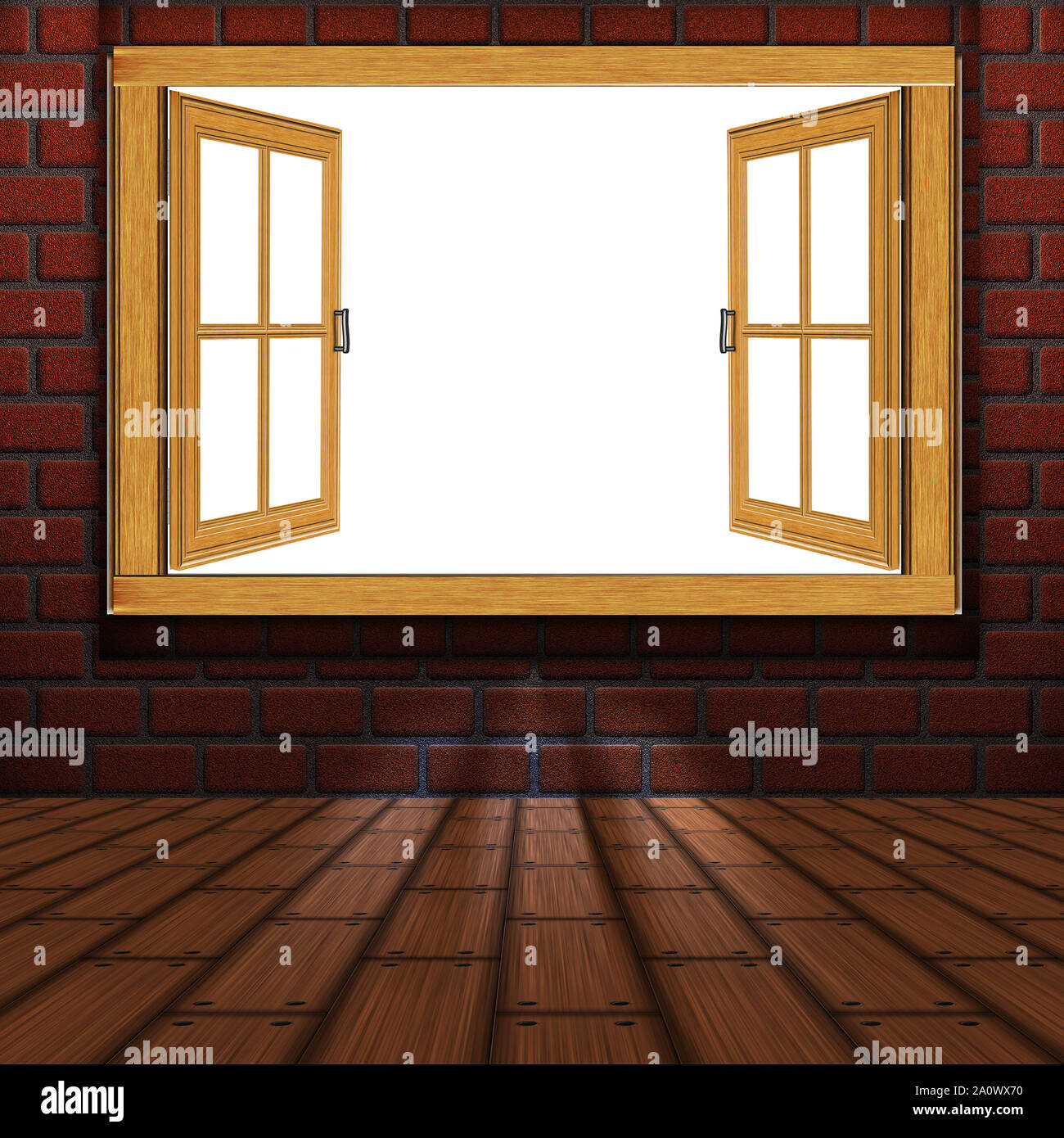 Grunge room interior and wooden window illustration Stock Photo - Alamy