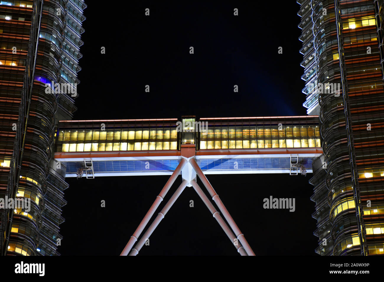 Kuala Lumpur, Malaysia, 08.14.2019: Double decker skybridge between the ...