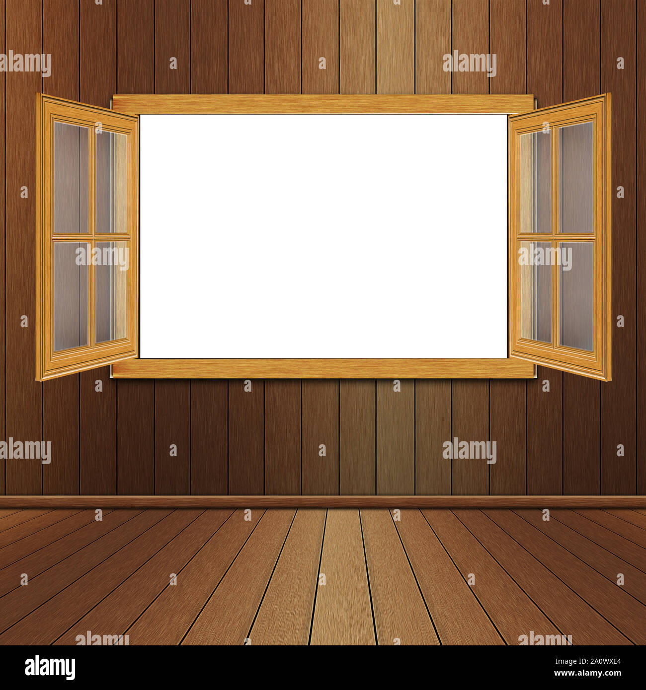 Grunge room interior and wooden window illustration Stock Photo - Alamy