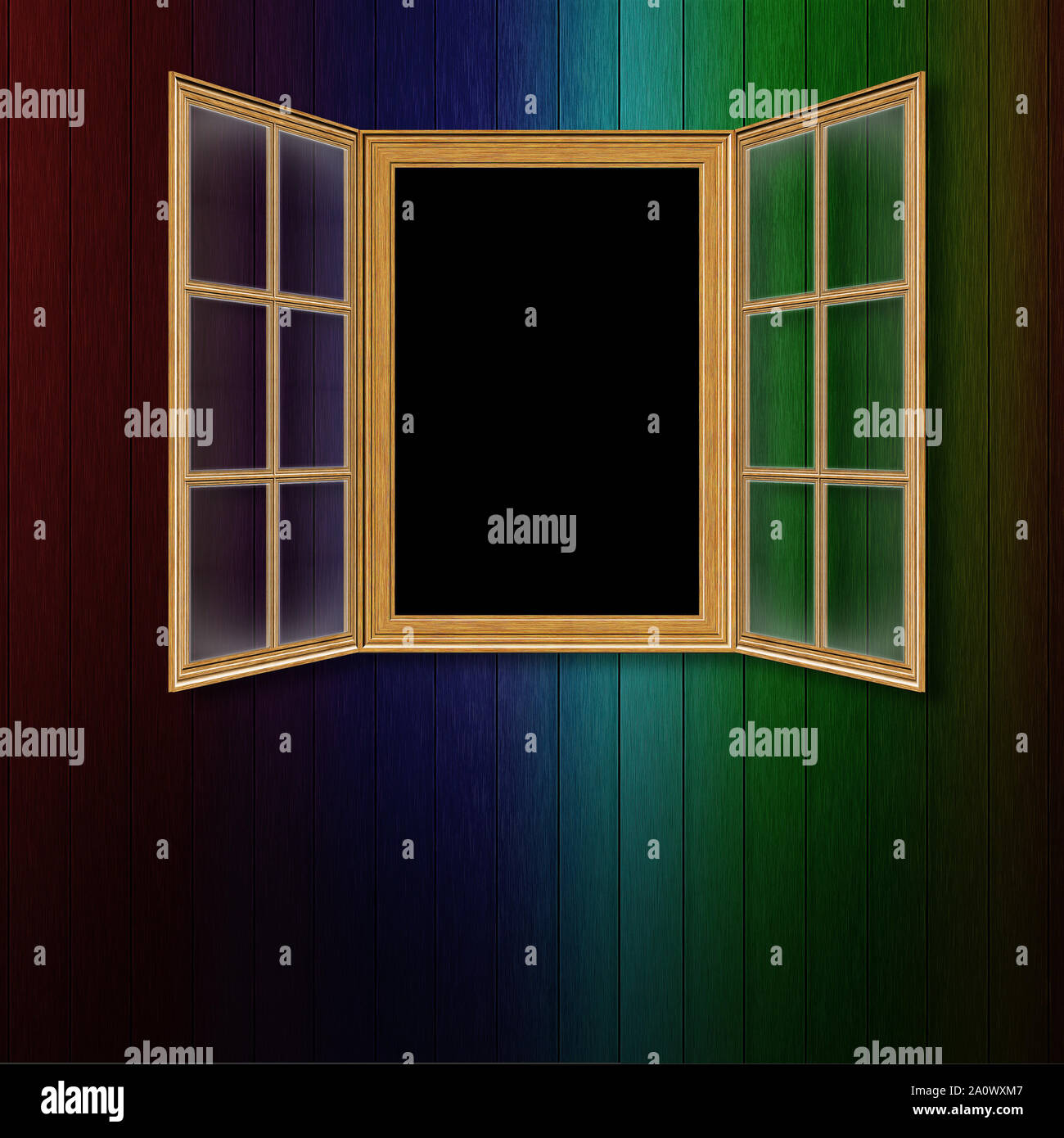Grunge room interior and wooden window illustration Stock Photo - Alamy