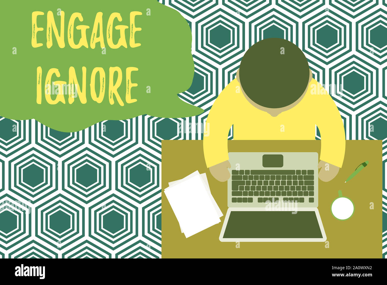 Text sign showing Engage Ignore. Business photo showcasing Silent ...