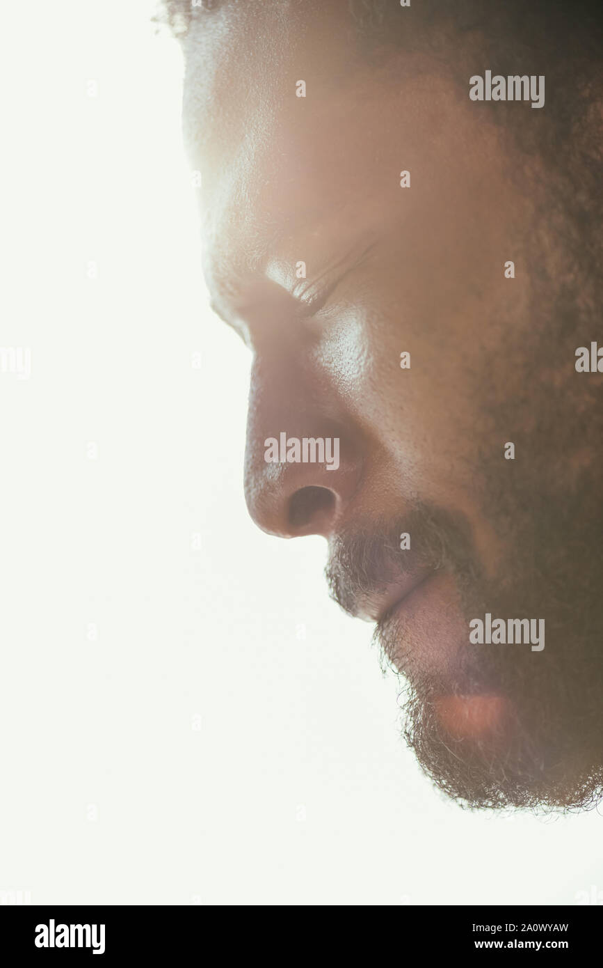 portrait of exhausted african american man suffering from summer heat ...