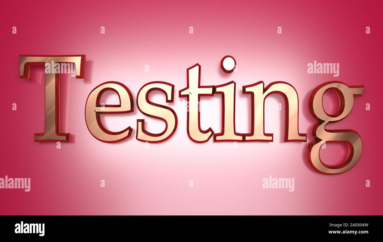 Testing write on red metallic background - 3D rendering illustration ...