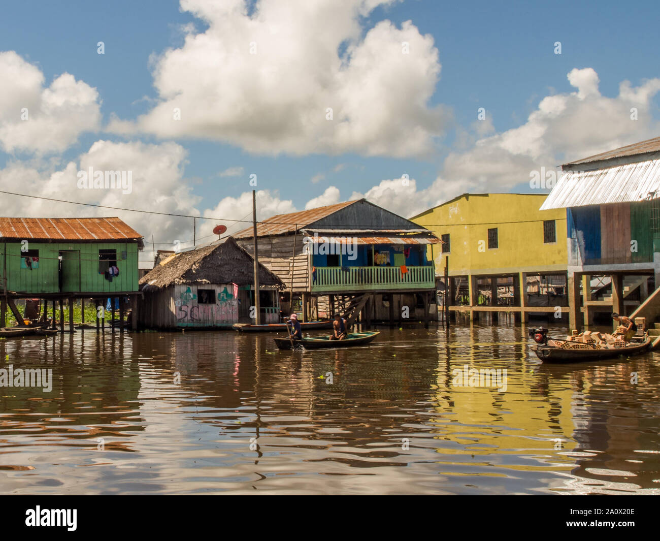 Iquitos, Peru- May 16, 2016: Floating houses in a small city in Peru ...