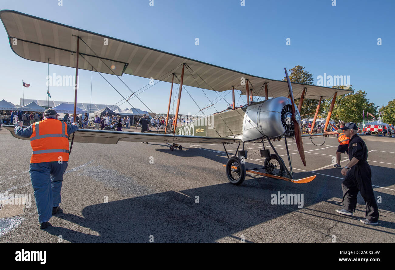 WW1 Avro 504 Biplane wheeled out for flying display at IWM Duxford 2019 ...