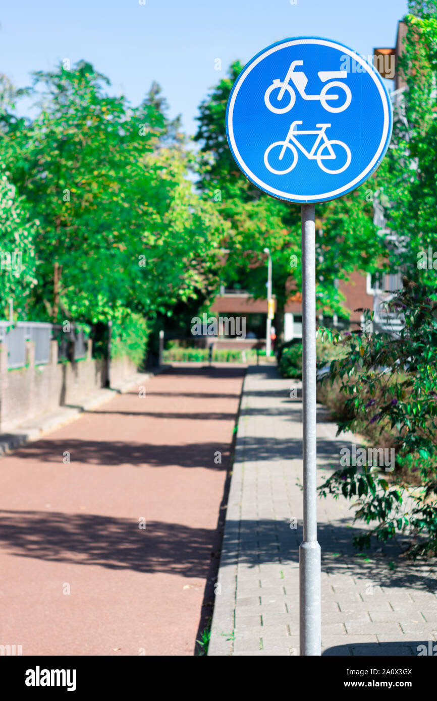 Dutch traffic sign bike moped path Stock Photo - Alamy