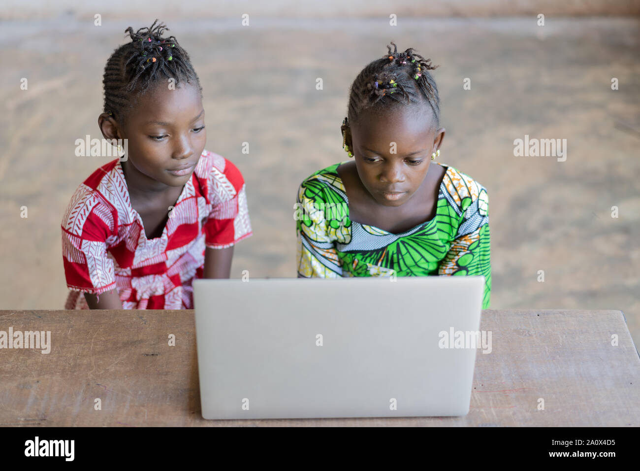 Cute African Black Girls with new Technologies Stock Photo - Alamy