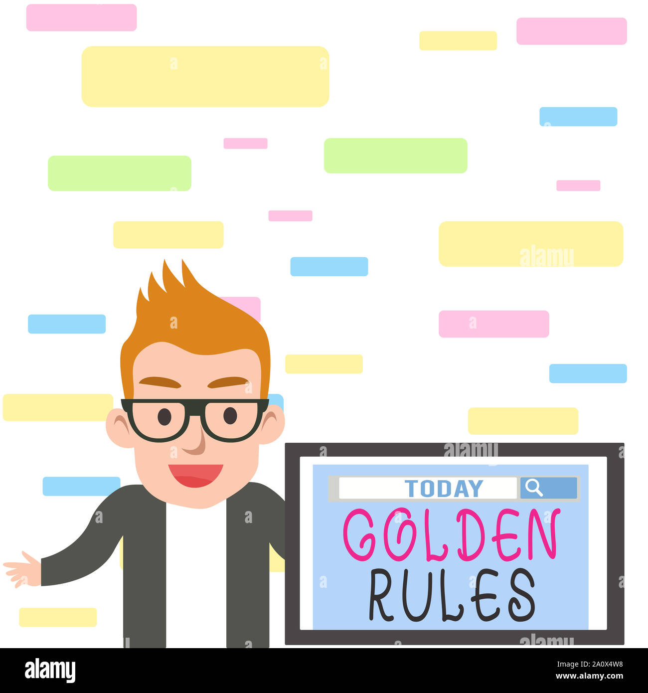Writing note showing Golden Rules. Business concept for Basic principle ...