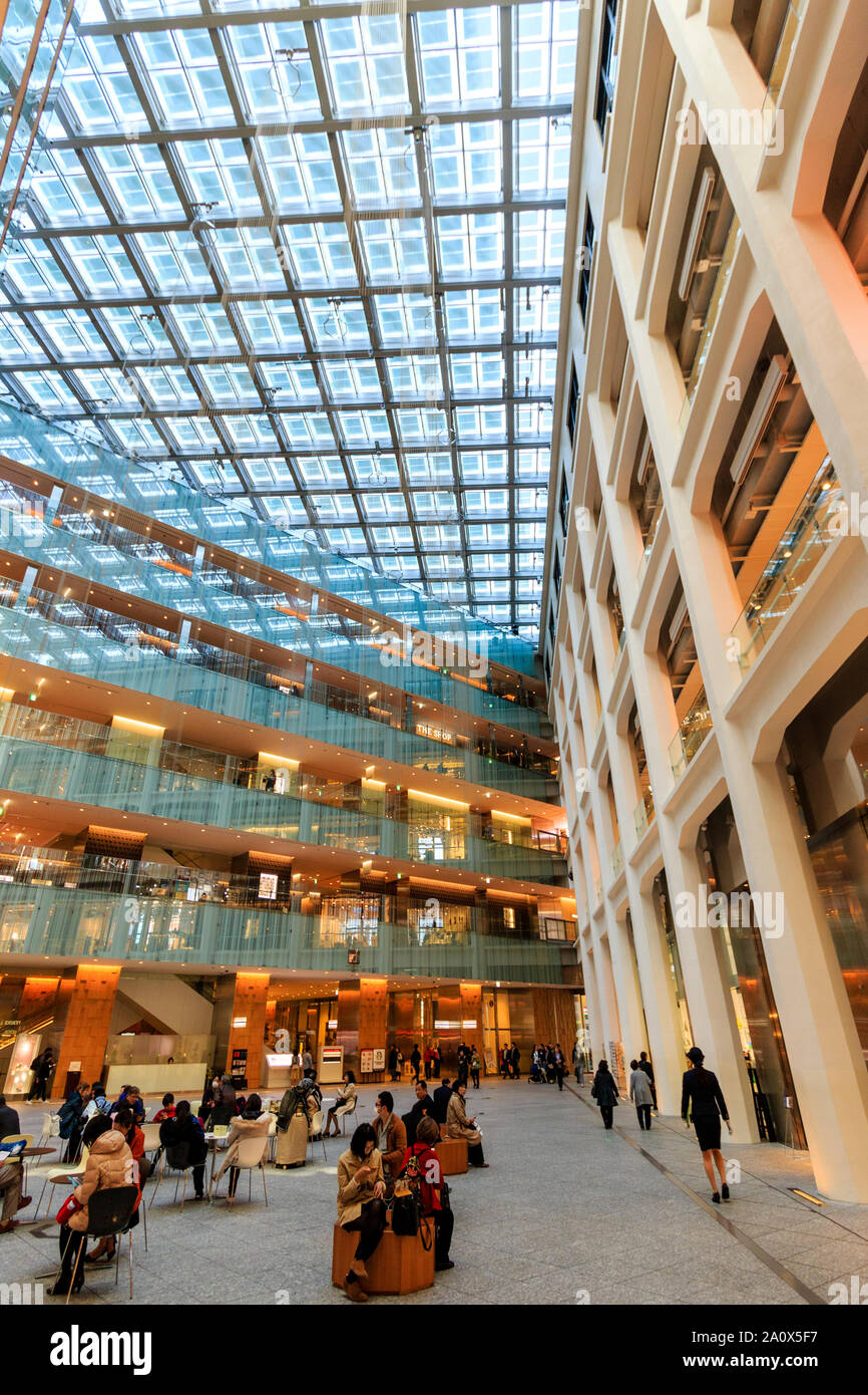 Tokyo, Marunouchi. JP tower KITTE building interior. The triangular ...