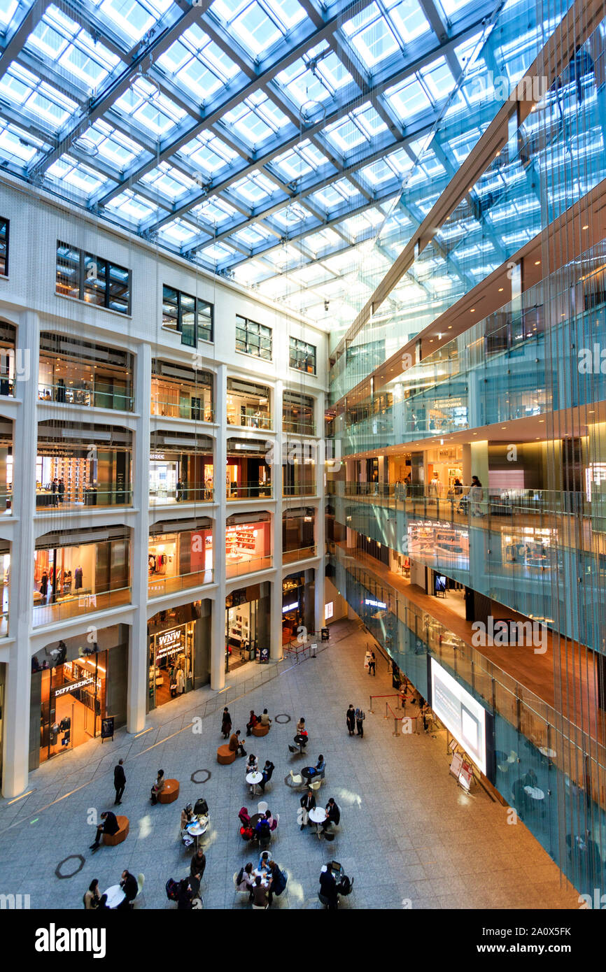 Tokyo, Marunouchi. JP tower KITTE building interior. The triangular ...