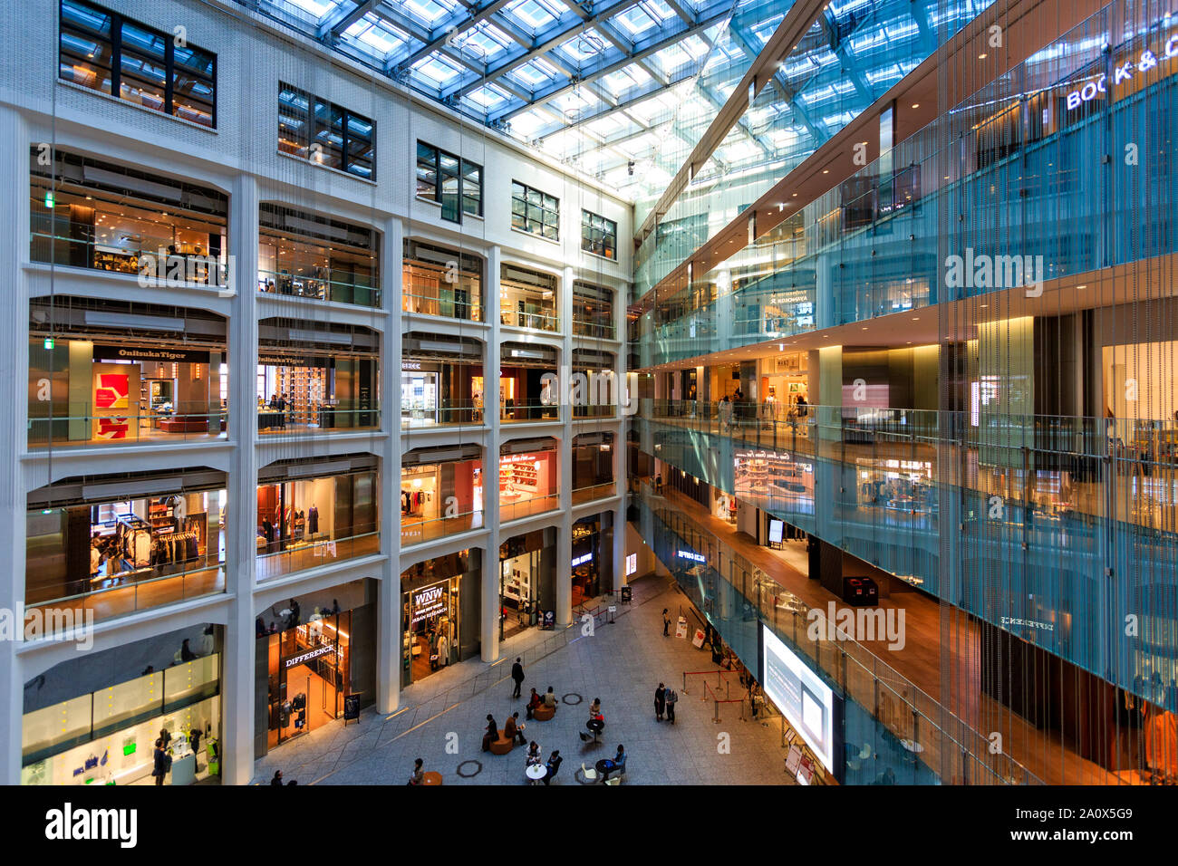 Tokyo, Marunouchi. JP tower KITTE building interior. The triangular ...