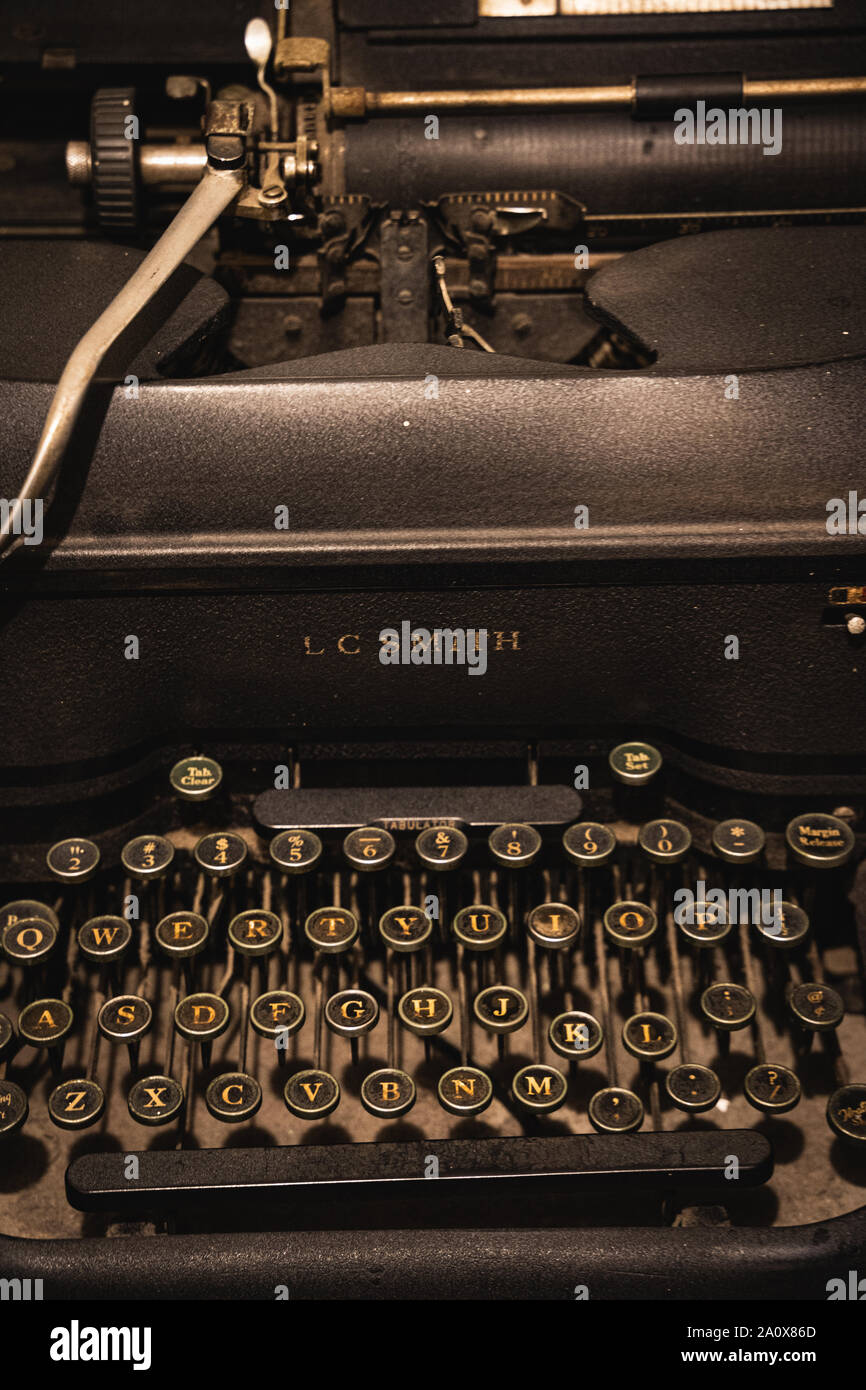 Pearl Harbor, Hawaii - August 23rd 2019: Detail shot of a typewriter ...