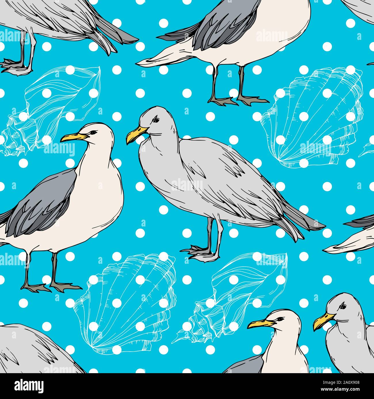 Sky bird seagull in a wildlife. Wild freedom, bird with a flying wings ...