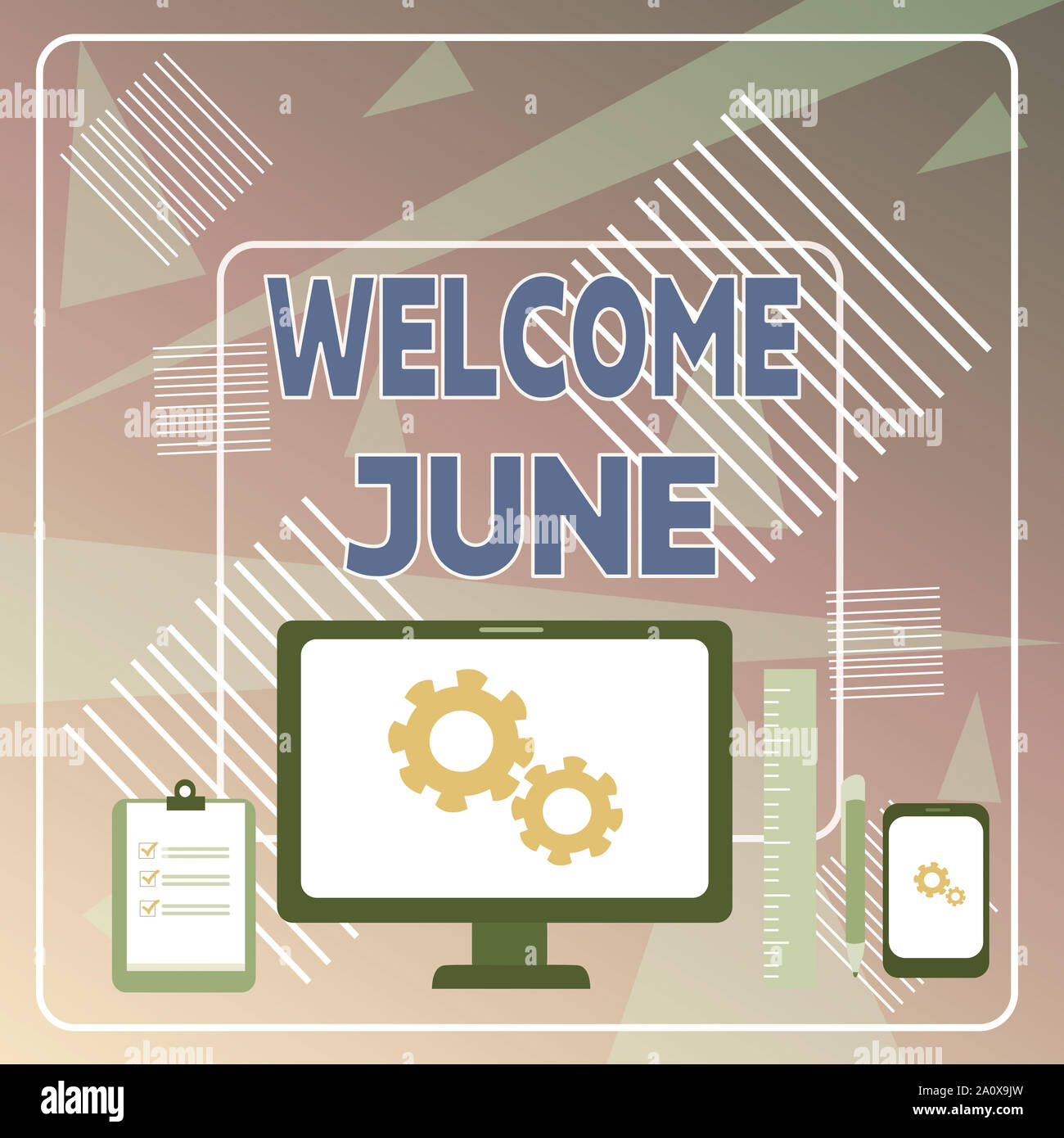 Word writing text Welcome June. Business photo showcasing Calendar ...