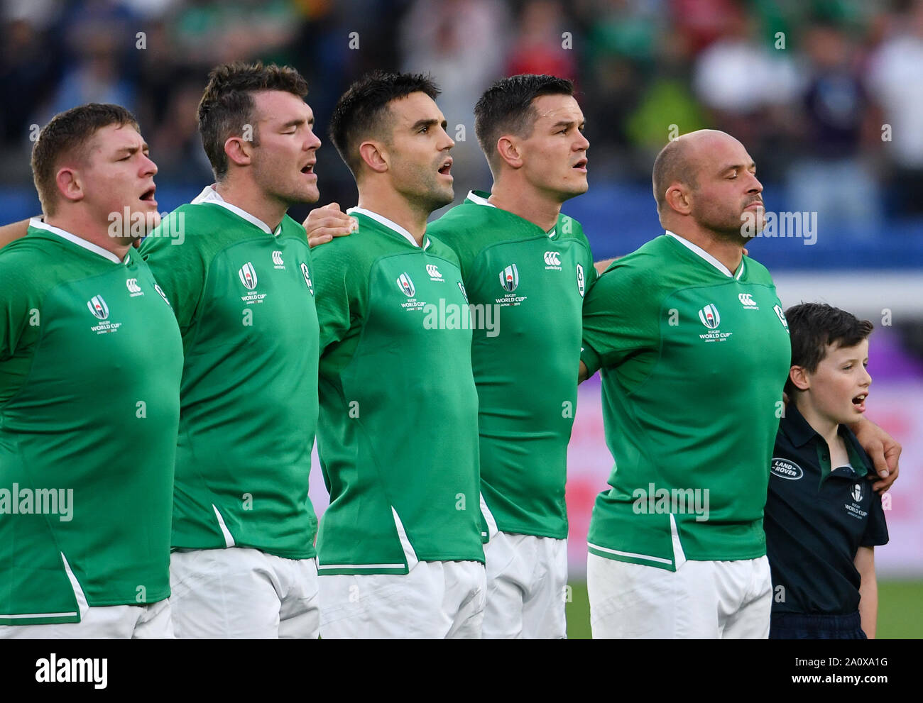 Ireland sing the anthems before the 2019 Rugby World Cup Pool A match ...