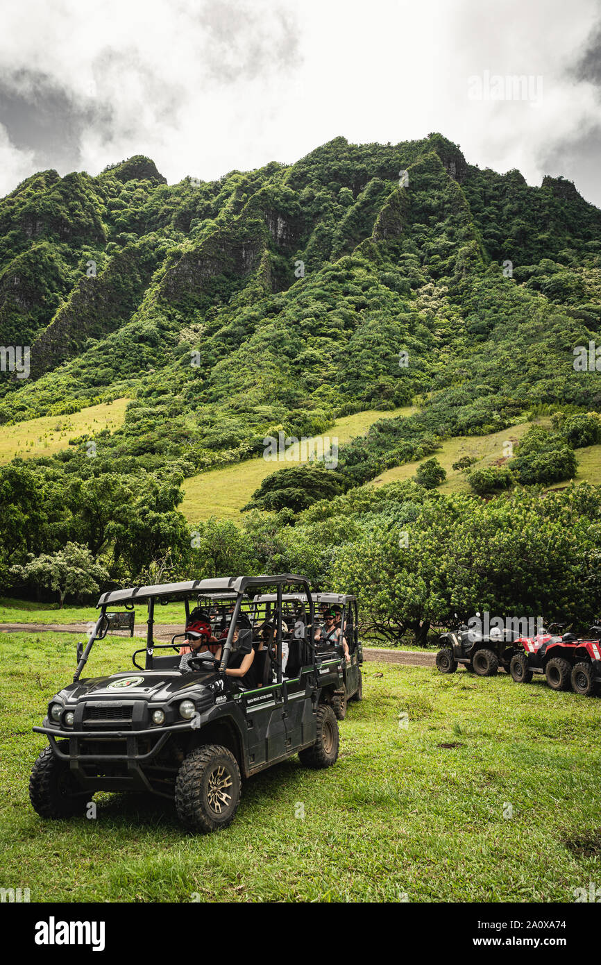 Oahu, Hawaii - August 23rd 2019: Beautiful scenery driving UTVs at ...