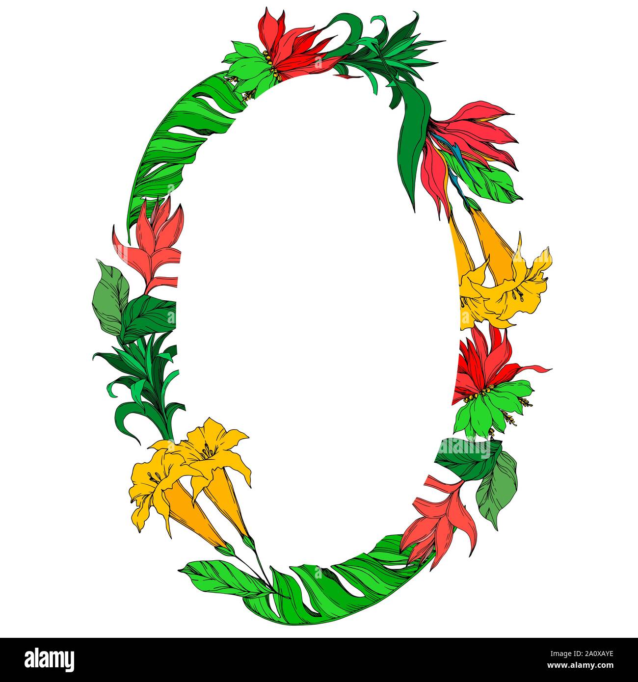 Vector Exotic tropical hawaiian summer. Palm beach tree leaves jungle ...